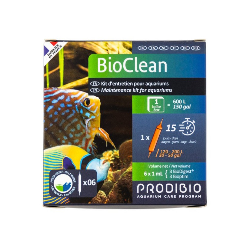 PRODIBIO - BioClean - x6 - Kit de mantenimiento de agua dulce y agua de mar