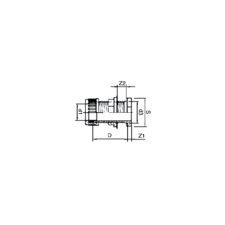 Bulkhead fitting with locking nuts, 25mm diameter